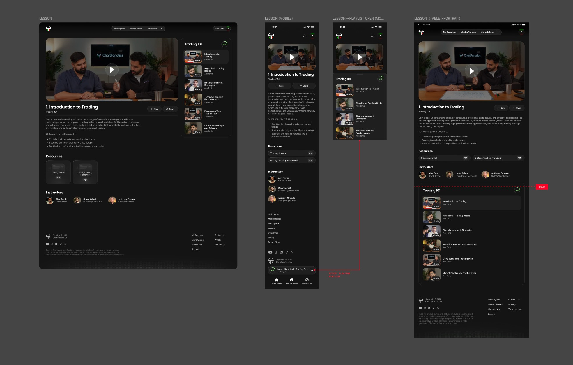 MasterClass page (Netflix for Traders) by Alex Gilev on Dribbble