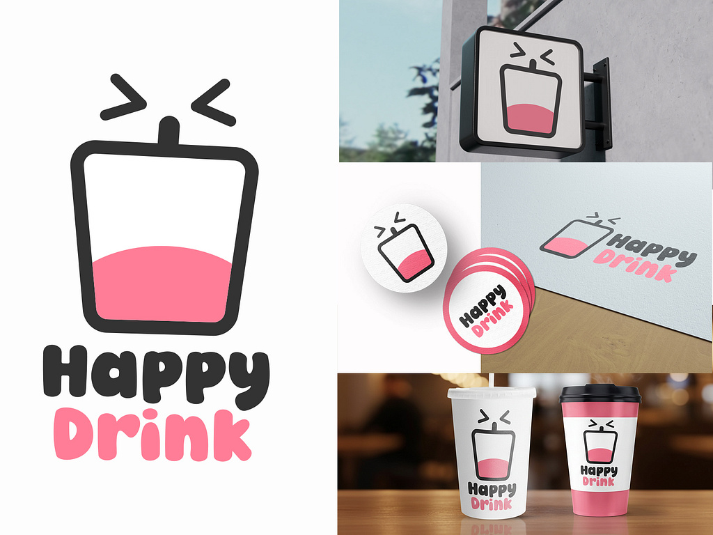 Happy Drink Logo Design for Cafe Drink Store by Puteradesign on Dribbble