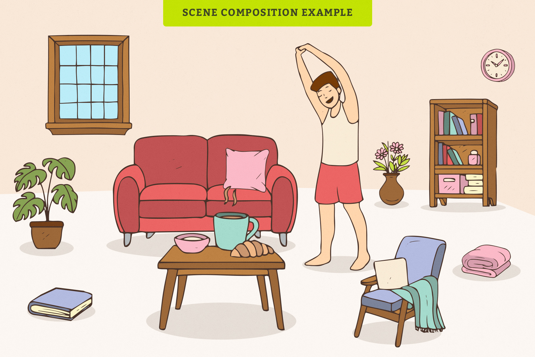 Morning Routine Cozy Home Vector Illustration Set by MEANDSTUDIO on ...