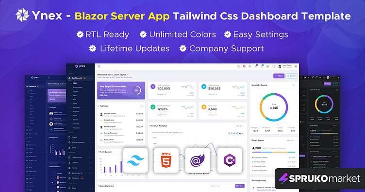 Ynex Blazor Server Tailwind Dashboard Template by SprukoMarket on Dribbble
