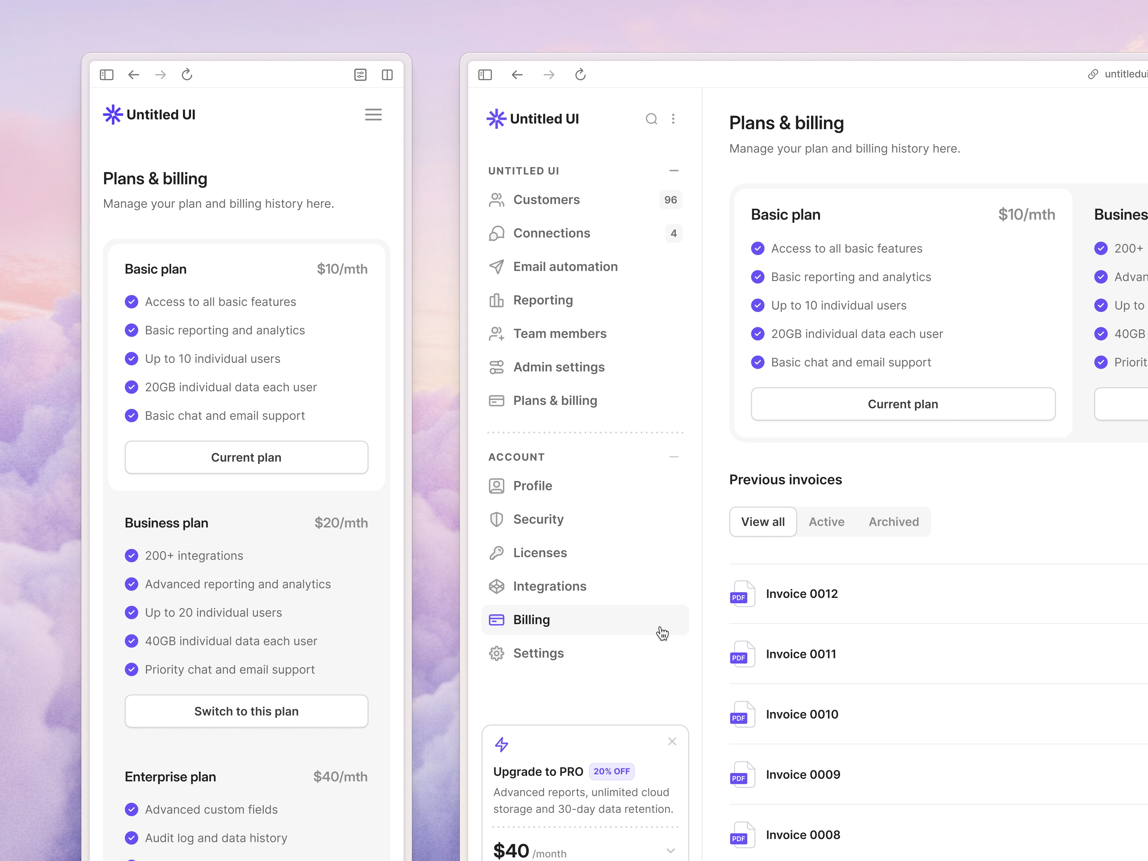 Plans & billing — Untitled UI by Jordan Hughes® on Dribbble