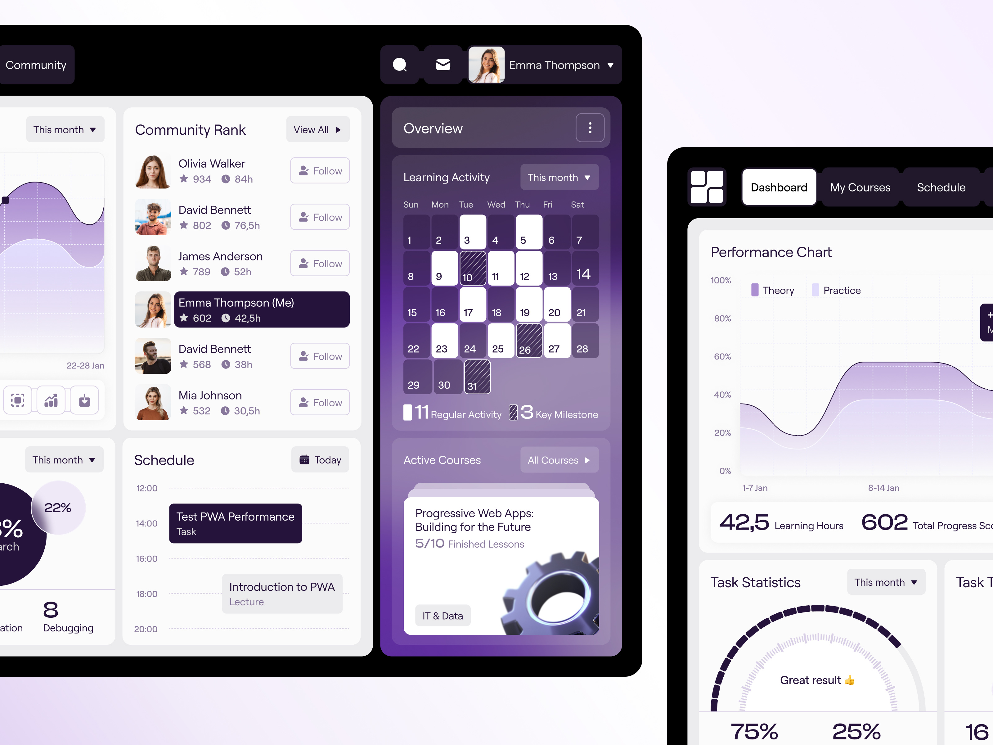 Learning Platform Dashboard UI by VALMAX on Dribbble