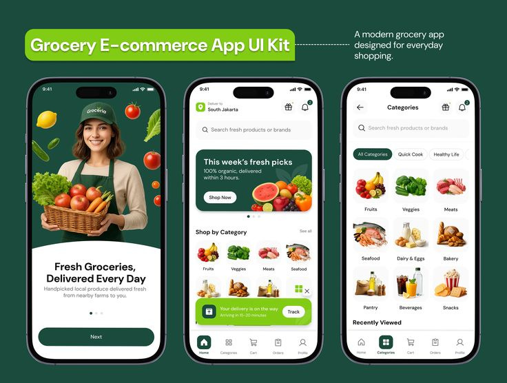 Groceria UI kit for Figma- Modern Grocery & Delivery App Design by ...