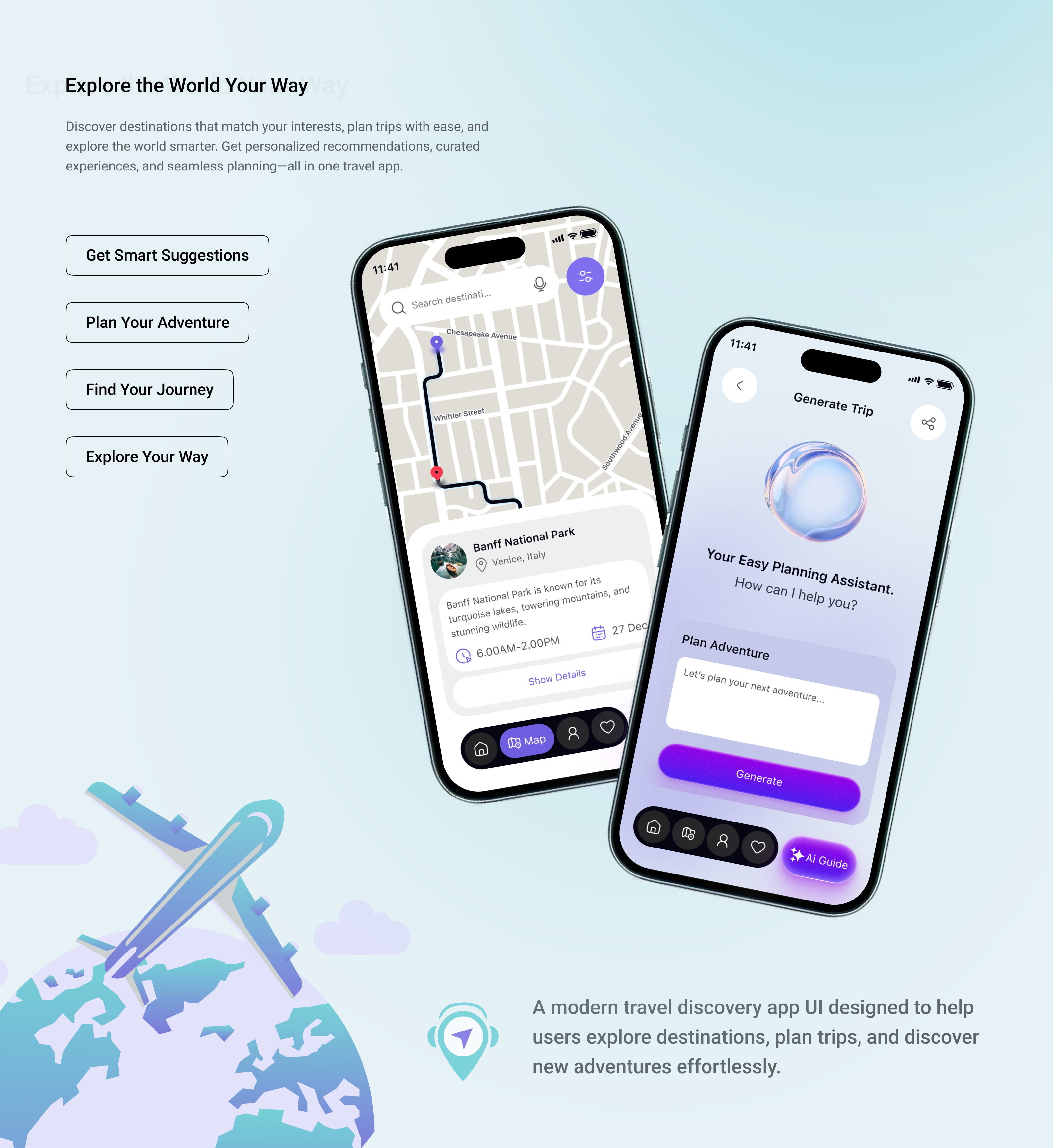 Smart AI Travel App Concept-Find Your Next Adventure by Arafat UIUX on ...