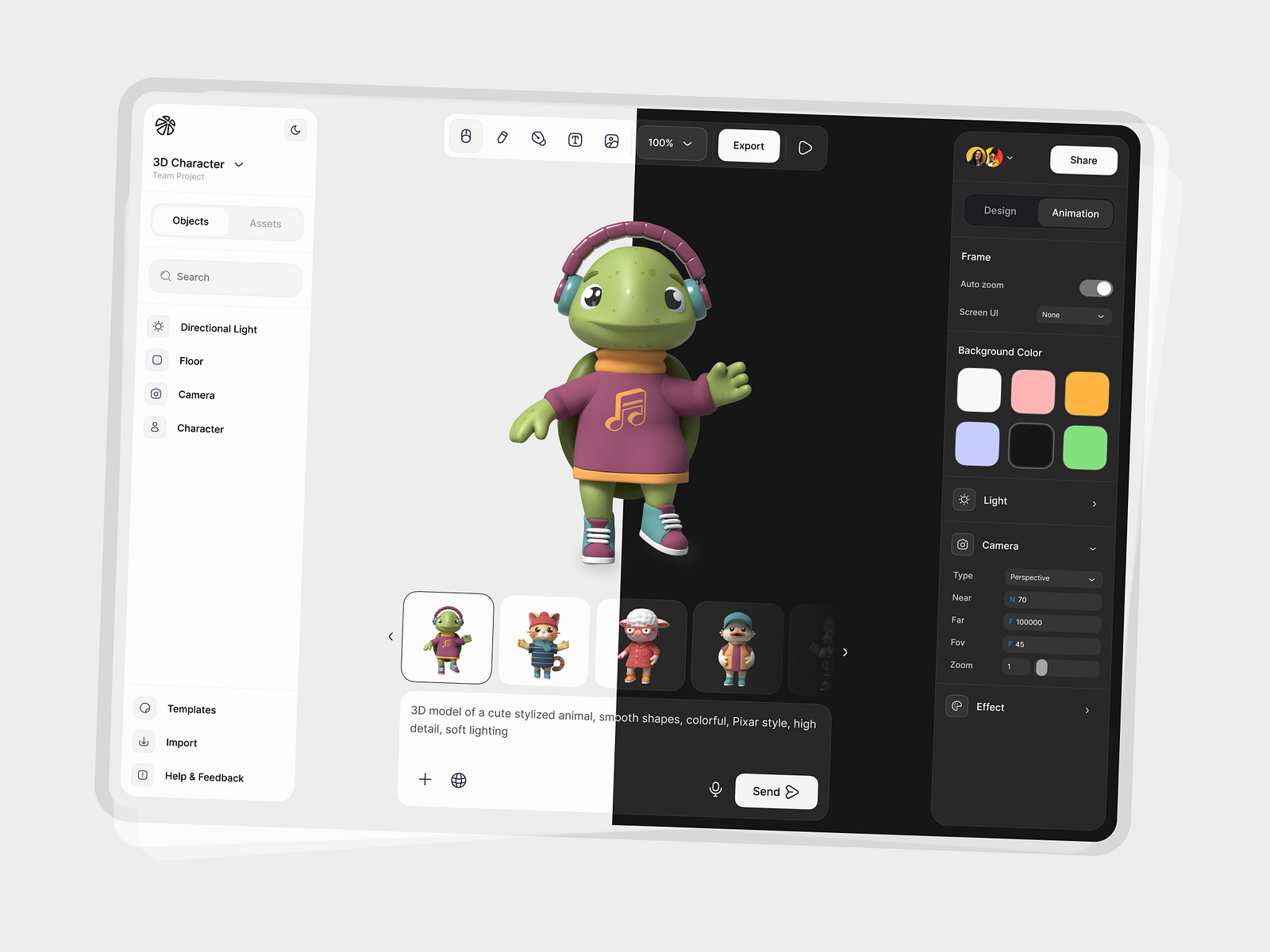 3D Character Editor UI — Light & Dark Mode by Hossein Kordipour on Dribbble
