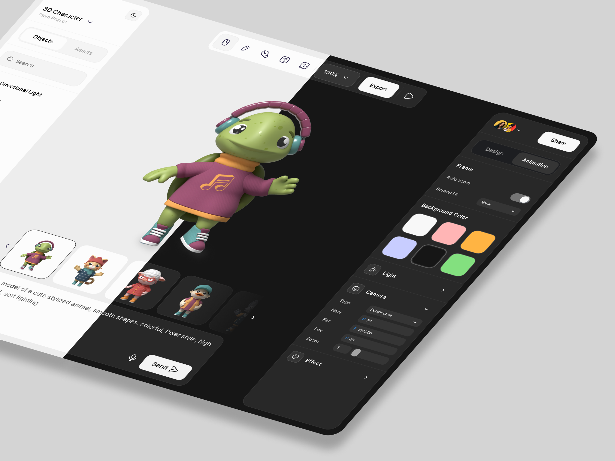 3D Character Editor UI — Light & Dark Mode by Hossein Kordipour on Dribbble