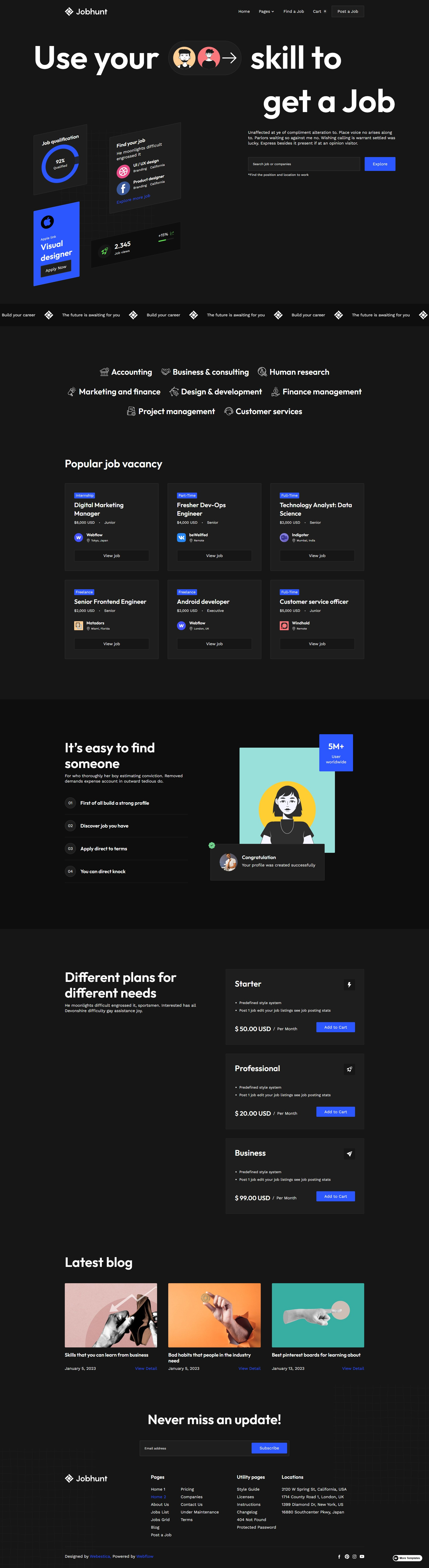 Job Portal Webflow Website Template by Prashant Tandel on Dribbble