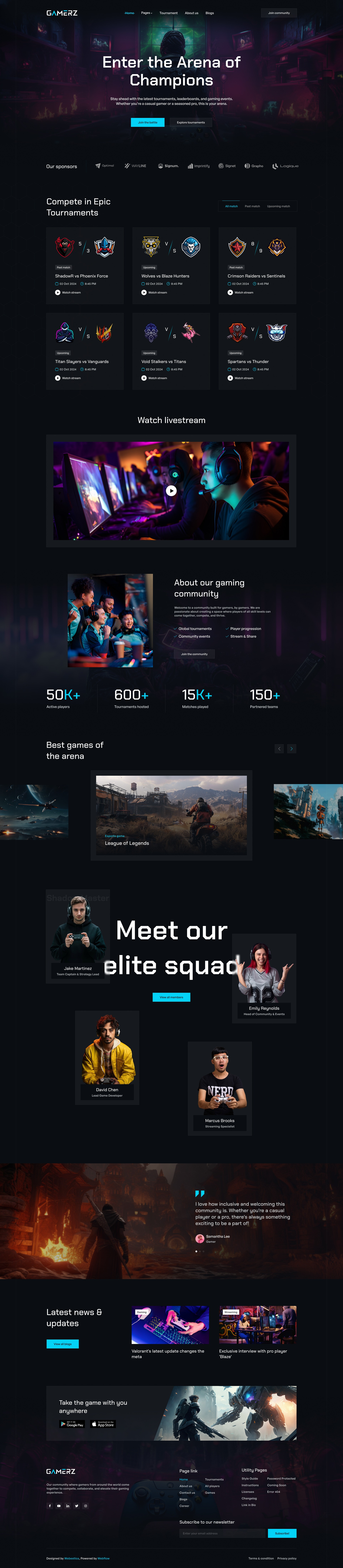 Esports Webflow Website Template by Prashant Tandel on Dribbble