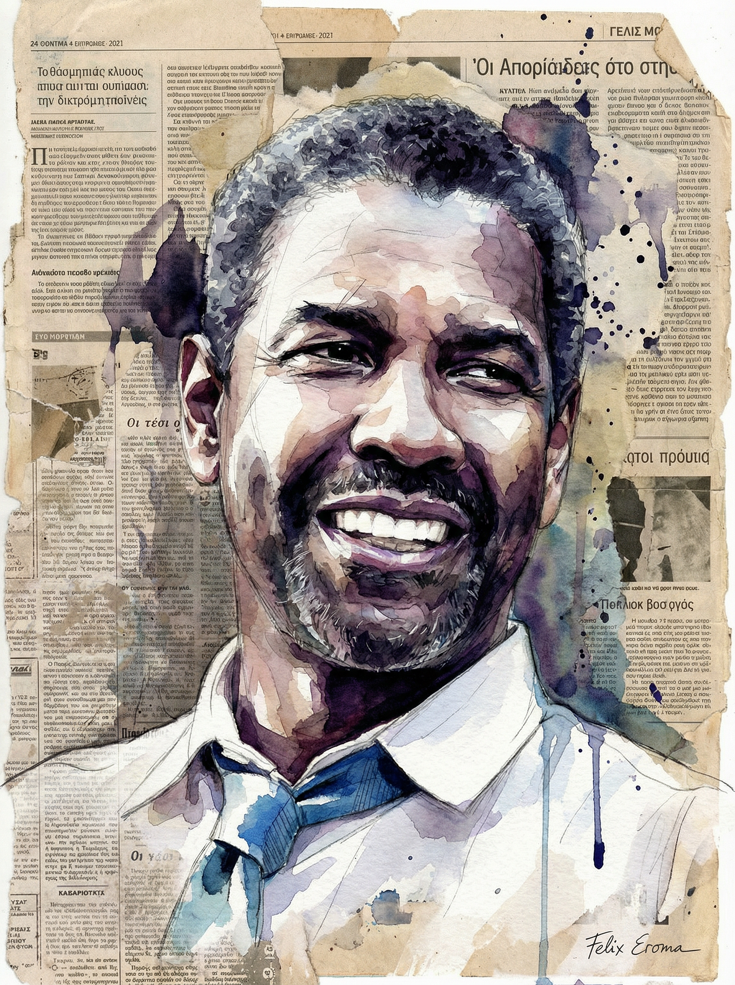 Denzel Washington portrait by Felix Eroma on Dribbble