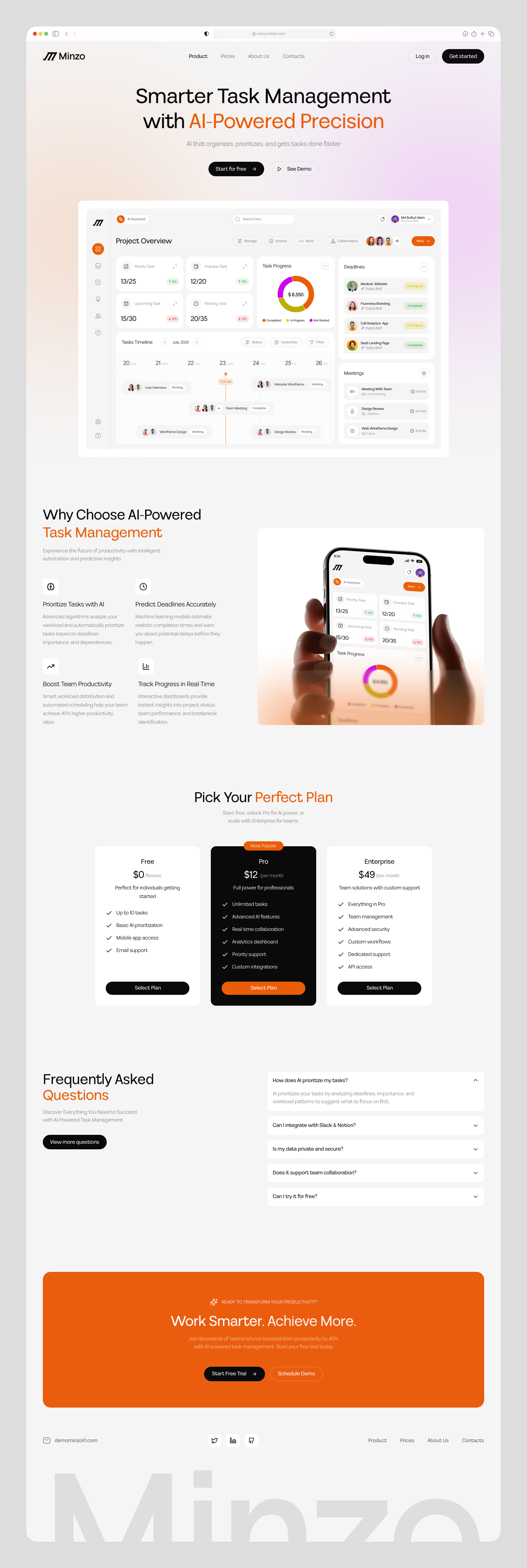 AI-Powered SaaS Task Management Landing Page by Md Bulbul Islam on Dribbble