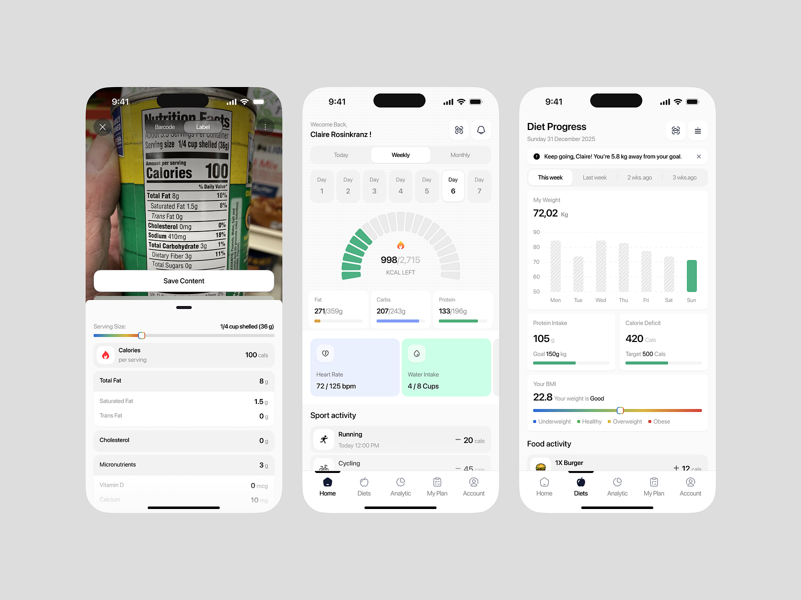 NutriTrack — Diet & Nutrition Tracking Mobile App by Vektora UIUX for ...