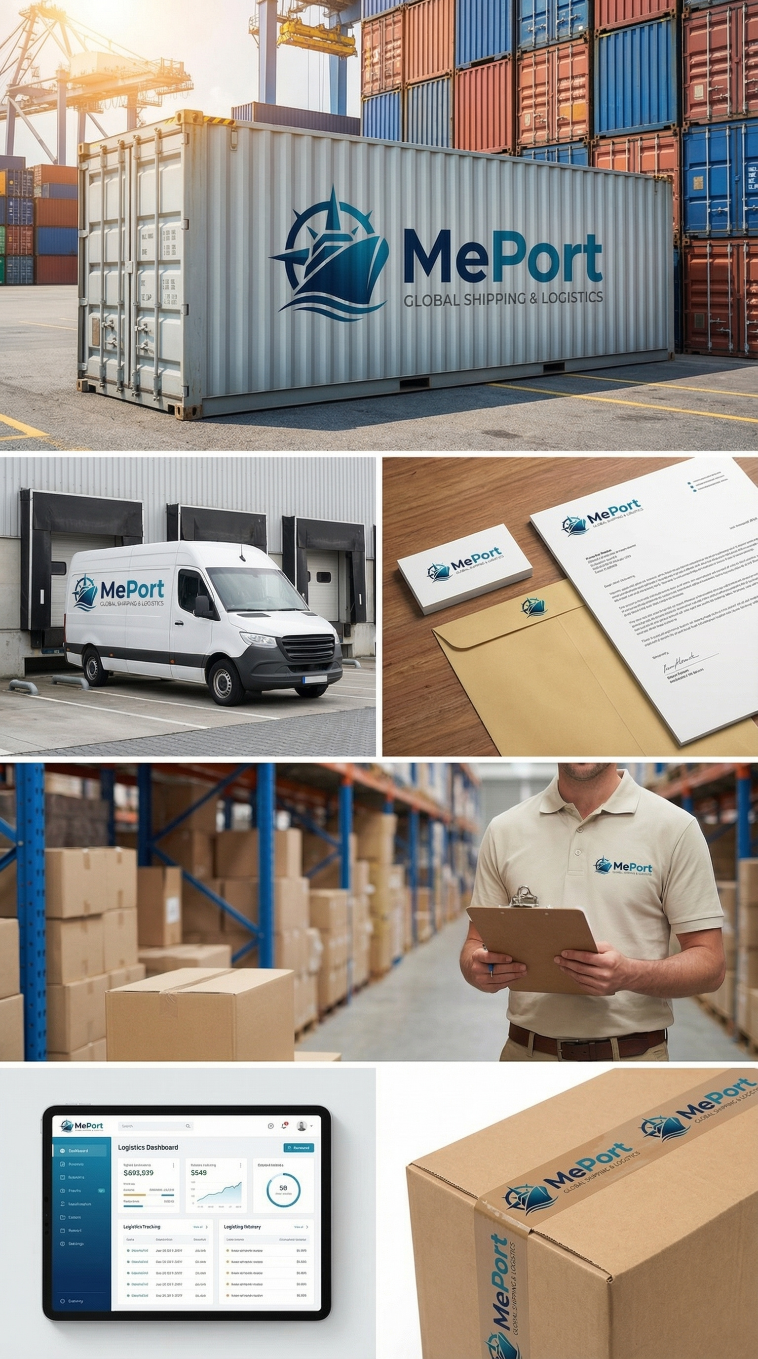 MePort Shipping Logo | Modern Maritime Brand Identity by Logo Axis on ...