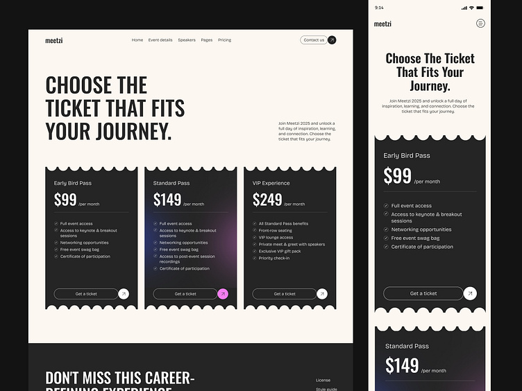 Event booking website - Pricing page design by Nizam on Dribbble