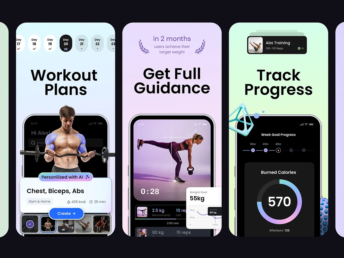 Fitness Mobile App - iOS App Screenshots by Ruby Barry on Dribbble