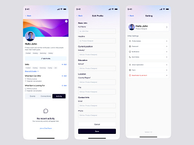 Profile Management — Social App UI by Israj khan on Dribbble