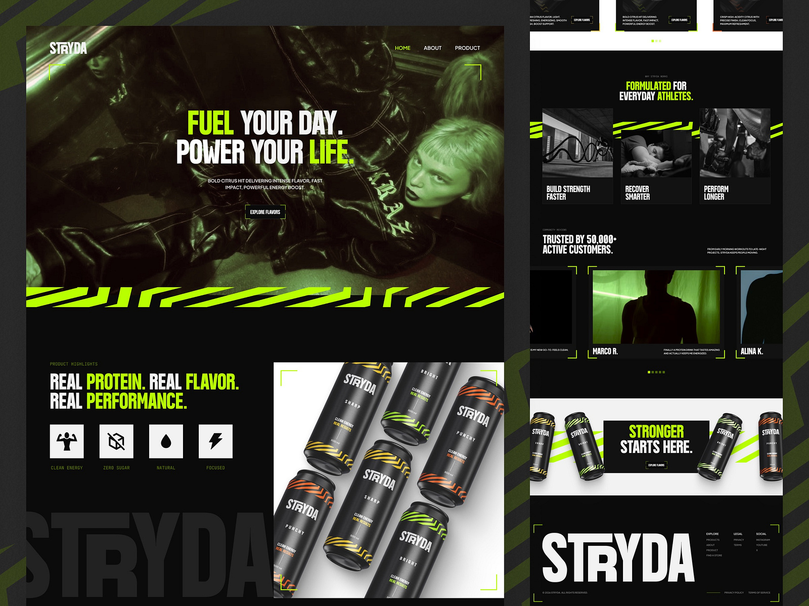 Stryda - Bold Modern Energy Drink Ecommerce Website UI Design by LAIN ...