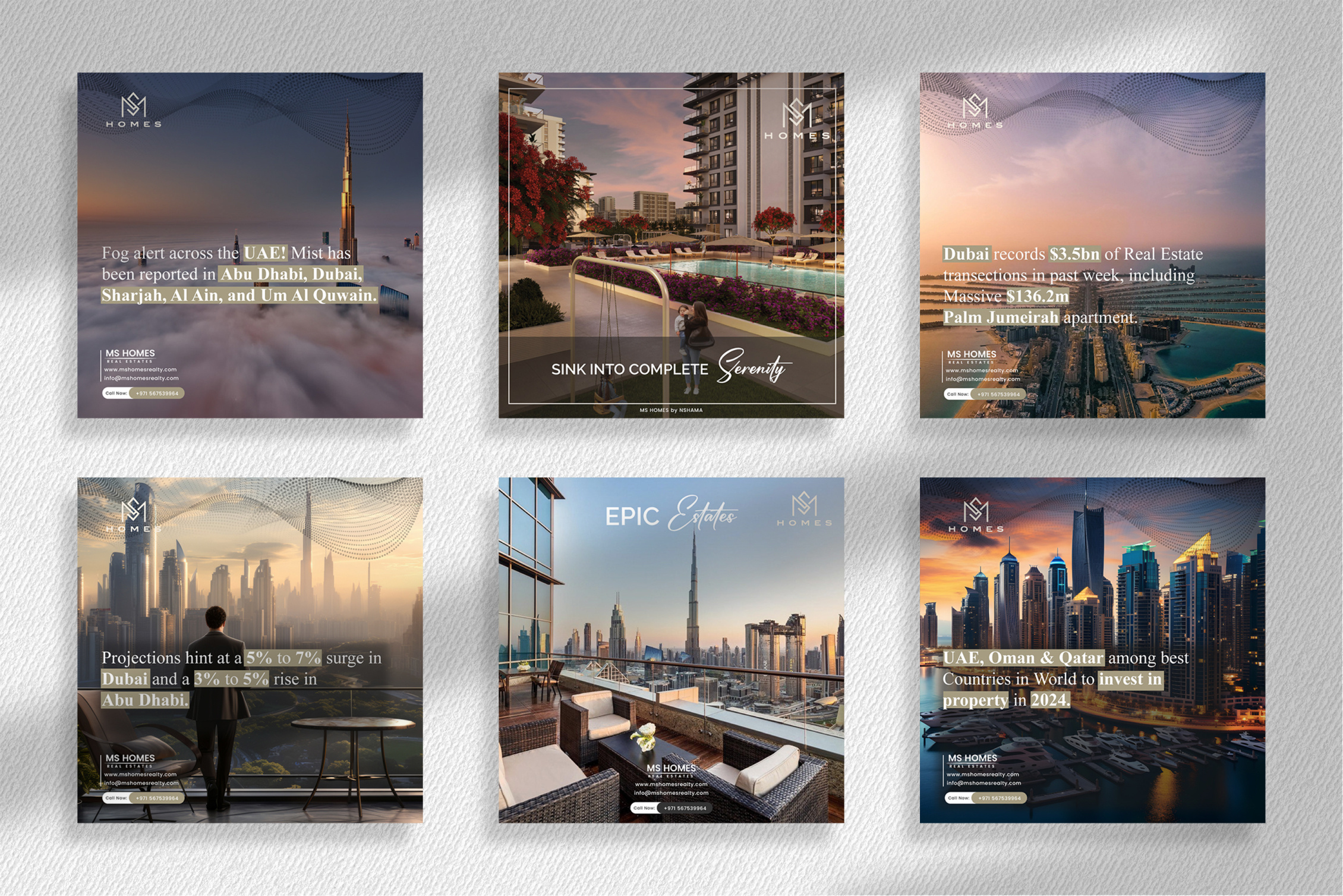 UAE Real Estate Social Media Posts Design by Jaweria Mushtaq on Dribbble