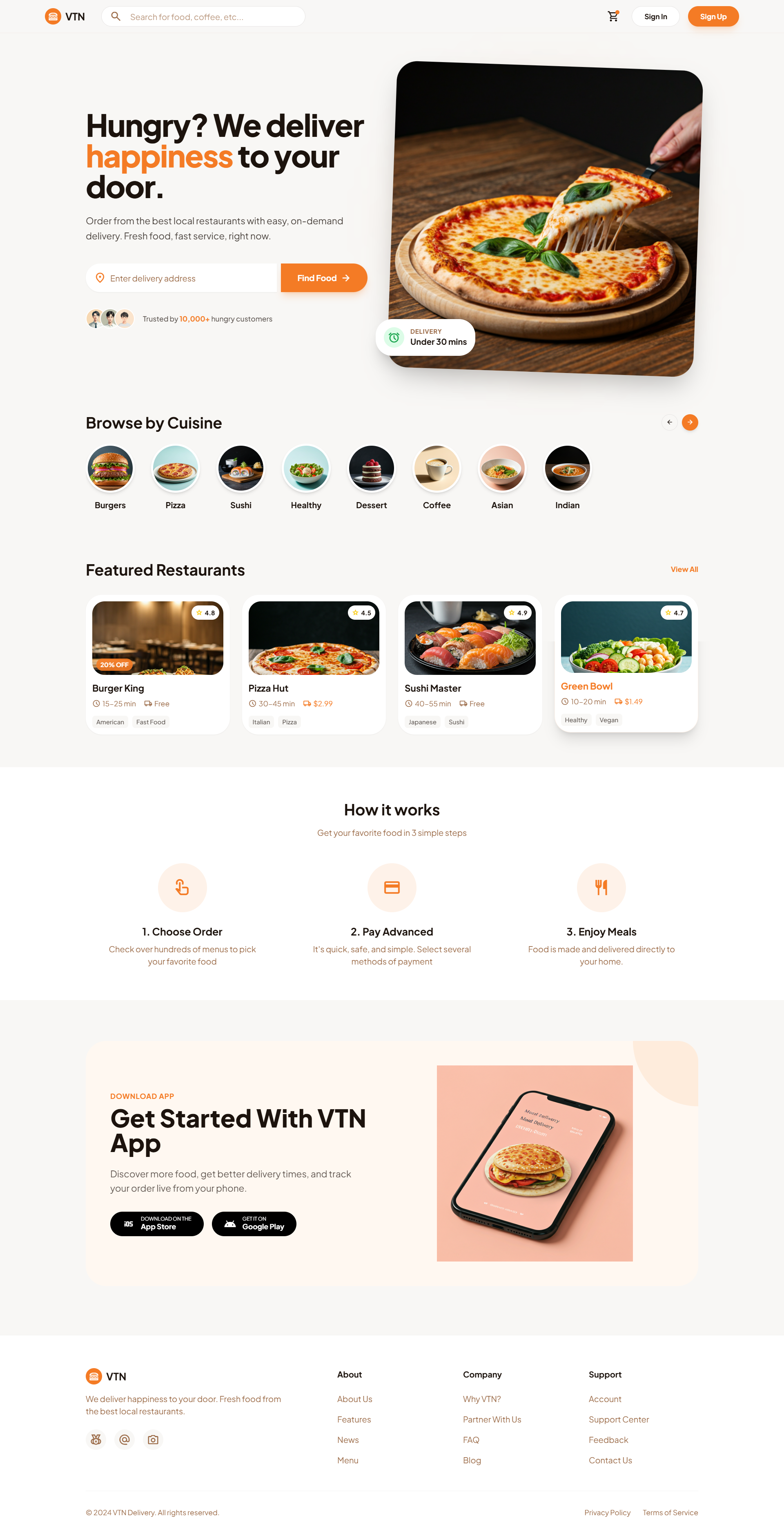 Food Delivery App – Landing Page UI 🍕 by Vivek Tiwari on Dribbble