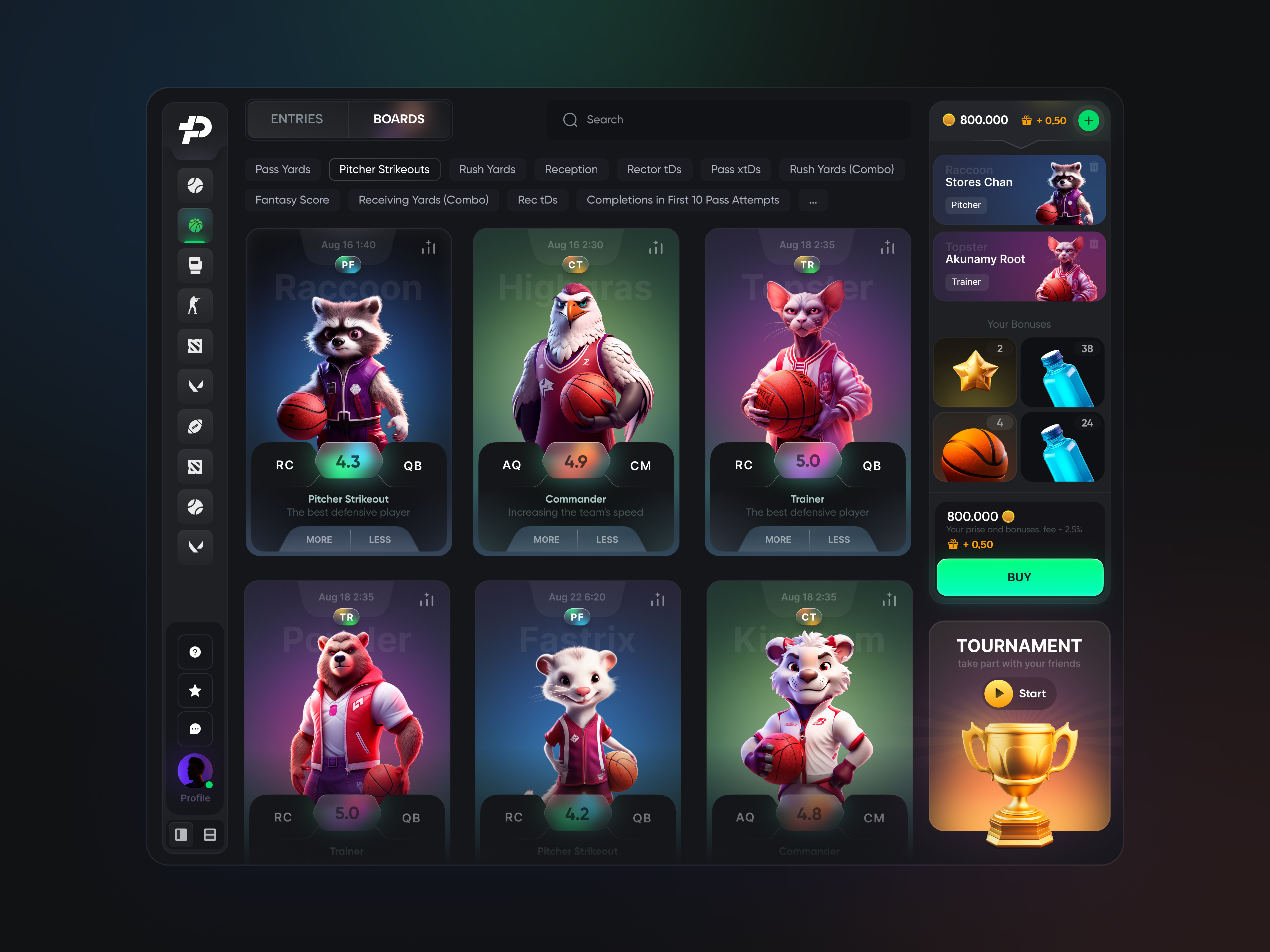 Fantasy Football - Game Ui Dashboard by Alex Morethan for Morethan ...