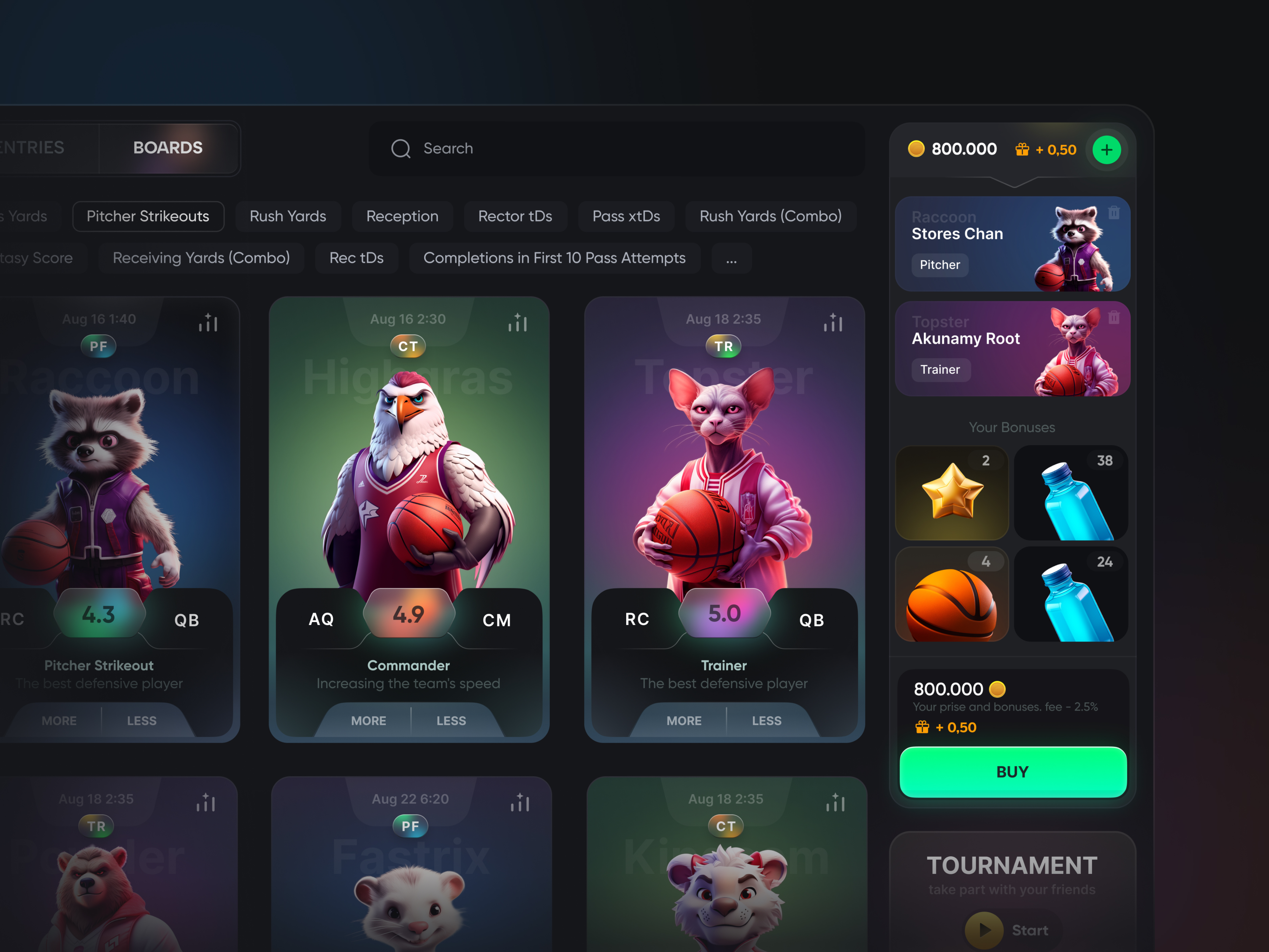 Fantasy Football - Game Ui Dashboard by Alex Morethan for Morethan ...