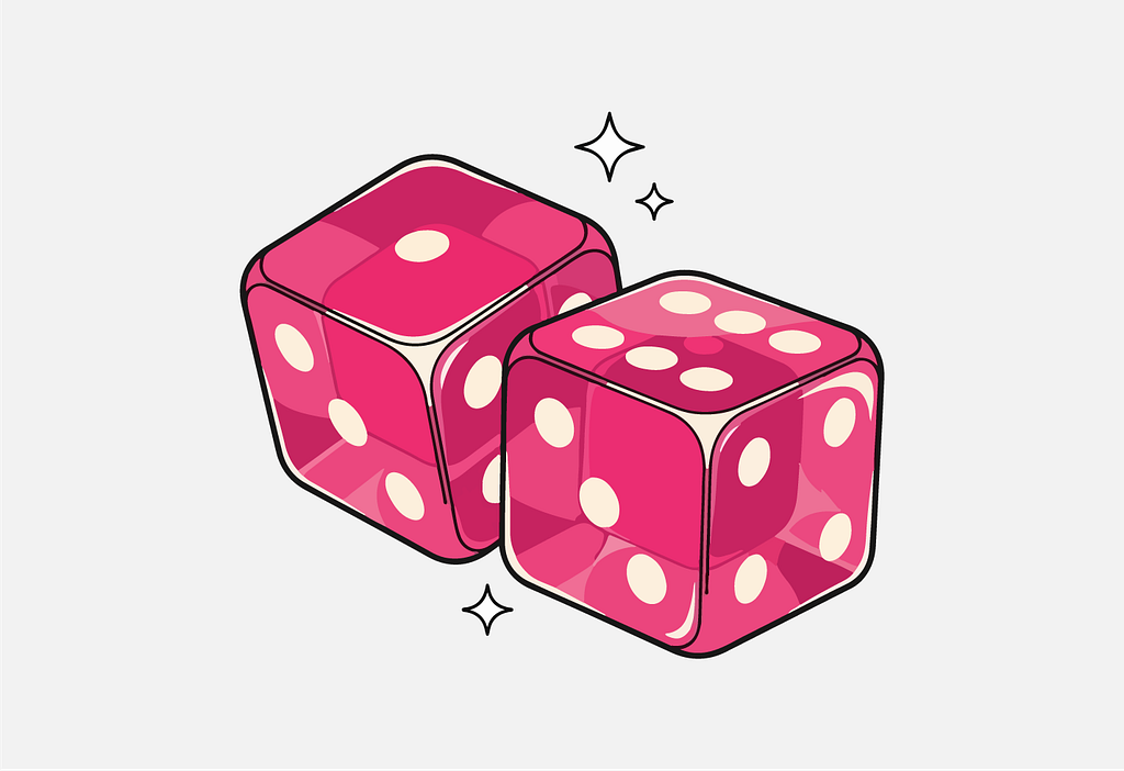 Two Glossy Pink Cartoon Dice with Sparkles by Vasya Mazura on Dribbble