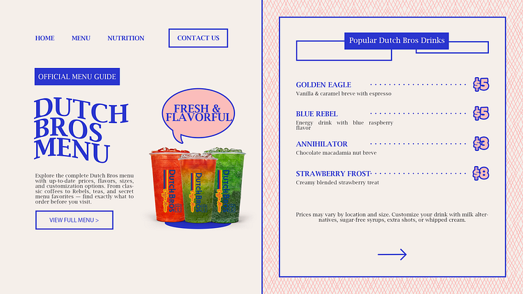Dutch Bros Menu Guide – Coffee Menu UI Concept by Ali Ashan on Dribbble