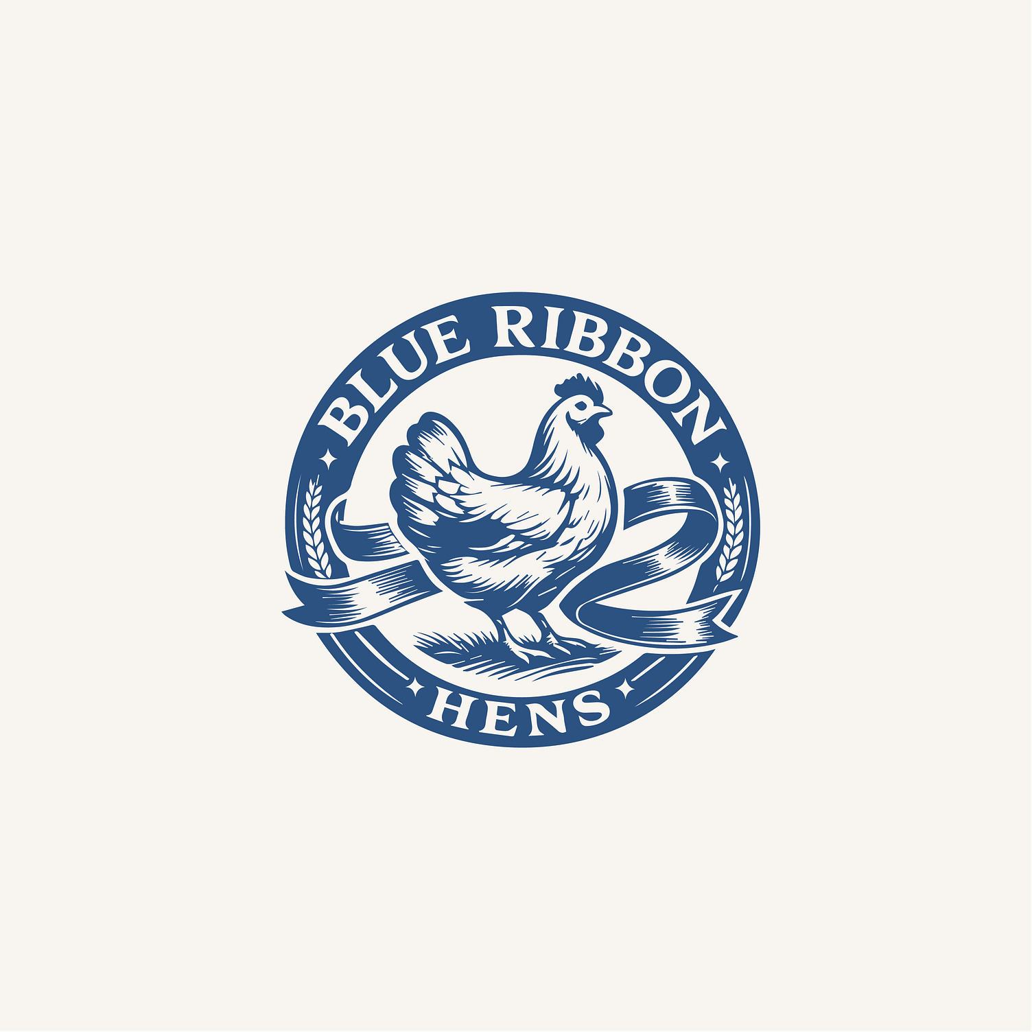 Blue Ribbon Hens Vintage Logo by Downtown Graphix on Dribbble
