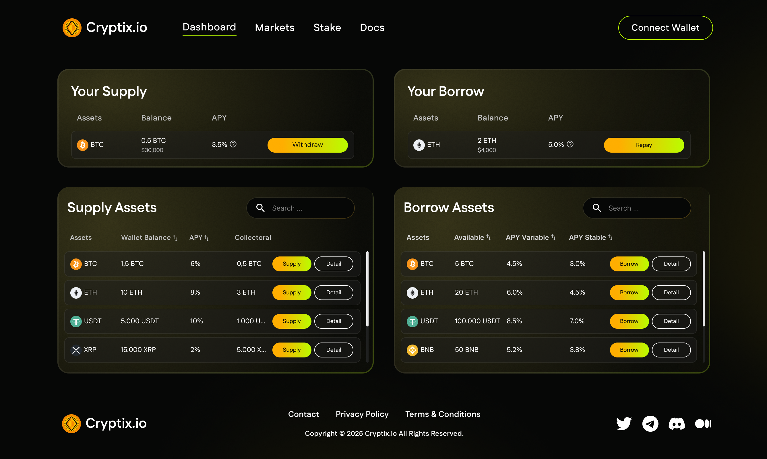 Crypto Finance Dashboard UI — DeFi Lending & Borrowing Platform by ...
