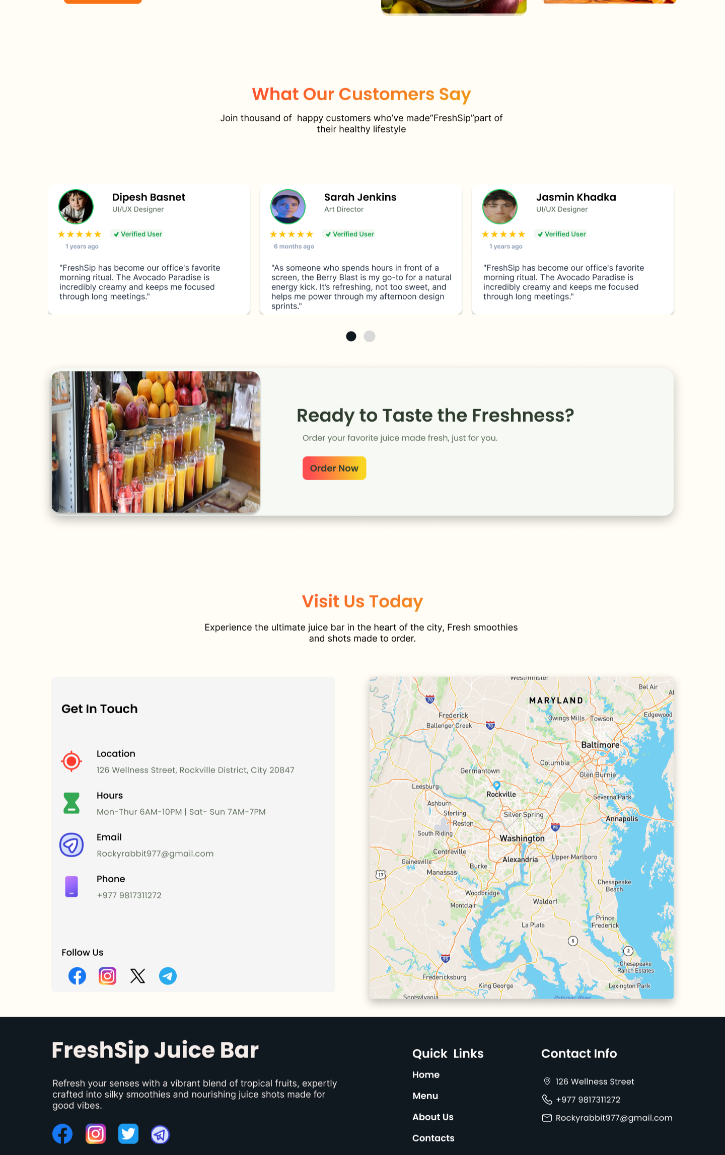 Fresh Juice Bar Landing Page & Prototype by Dipesh Basnet on Dribbble