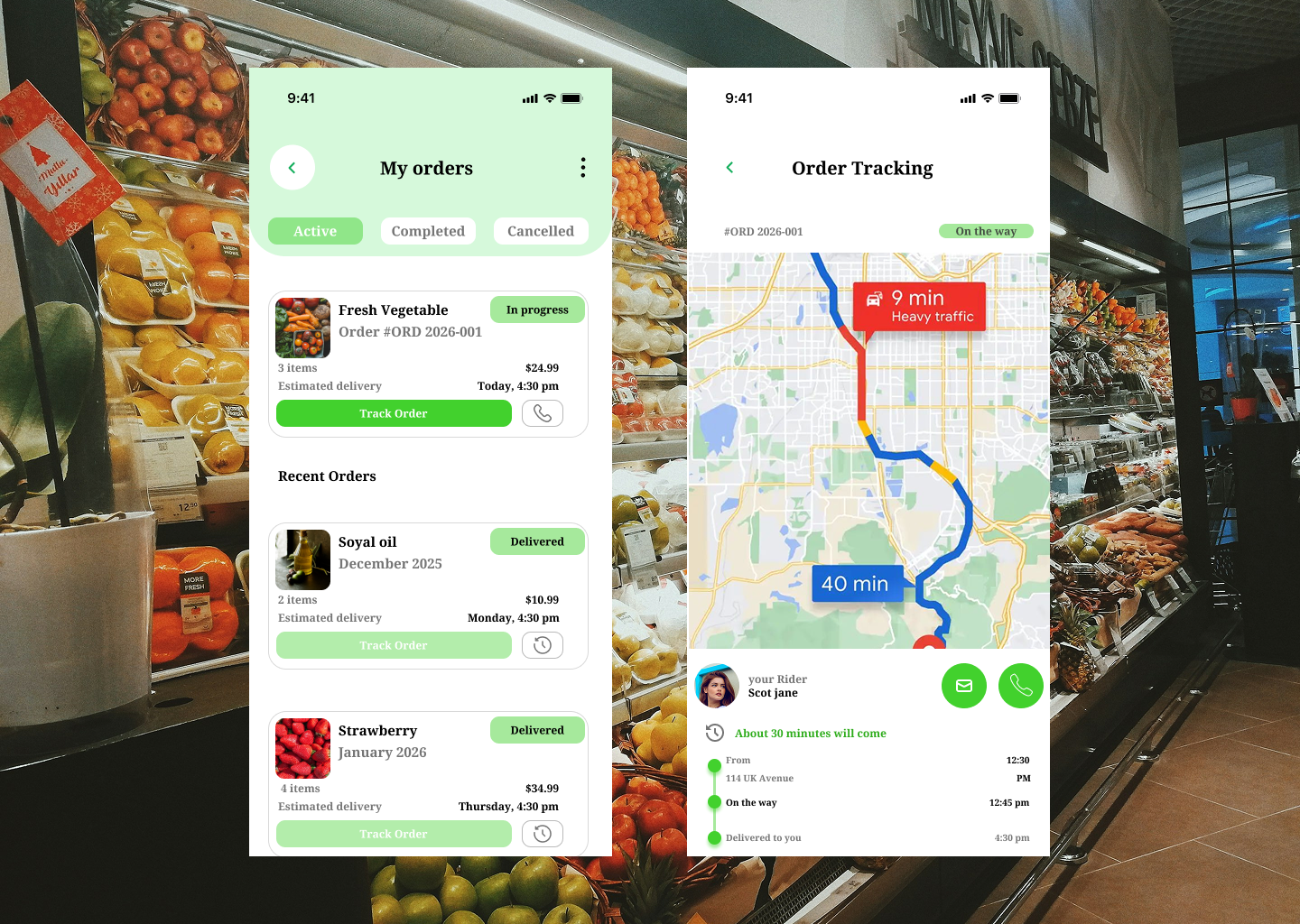 Modern - Grocery Mobile App UI/UX - My Order & Order Traking. by ...
