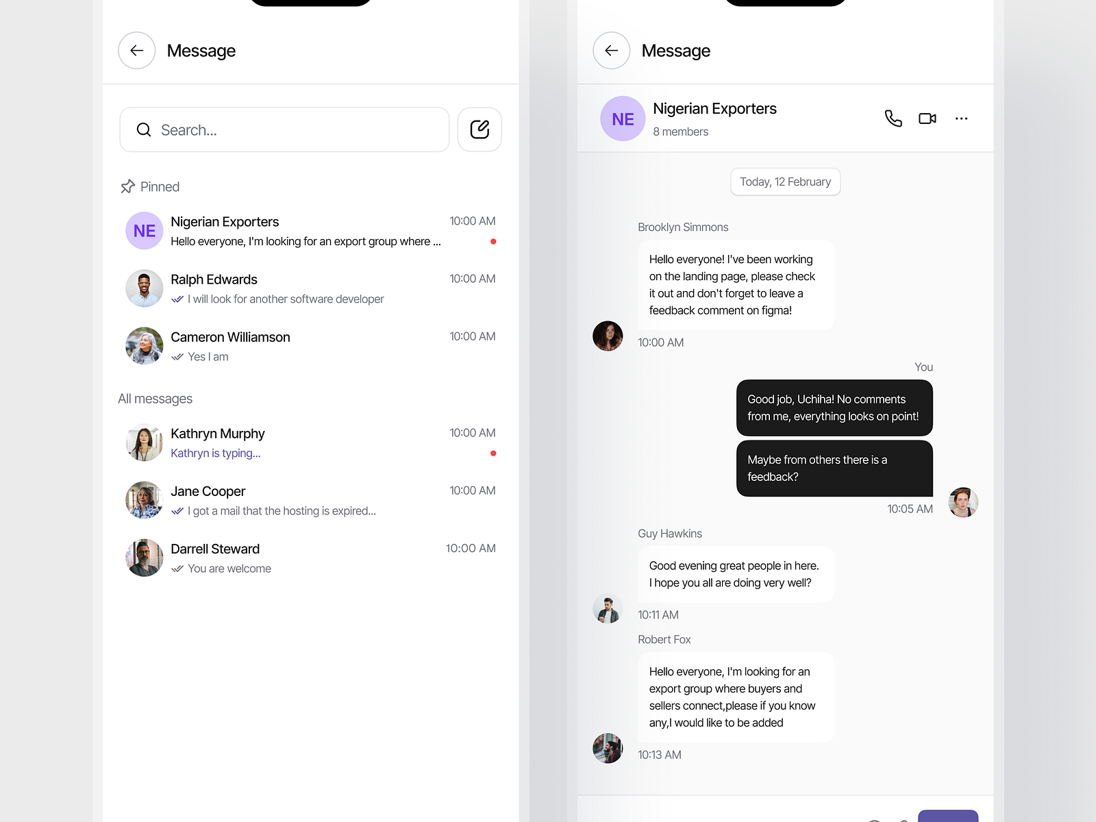 Message UI design by Buhari Jemilu on Dribbble