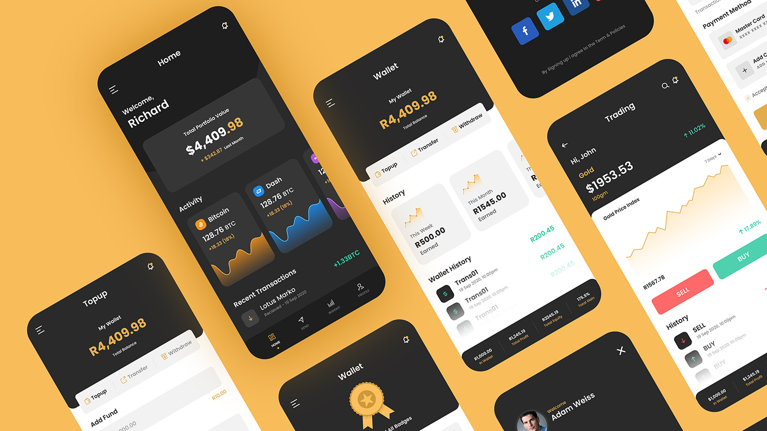 Finance & Crypto Wallet Mobile App UI Design by Zakariya A. on Dribbble