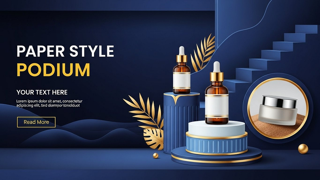 Paper style podium horizontal banner by Nadim Hider on Dribbble