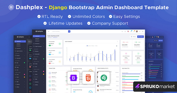 Dashplex - Bootstrap Admin Django Dashboard Template by SprukoMarket on ...