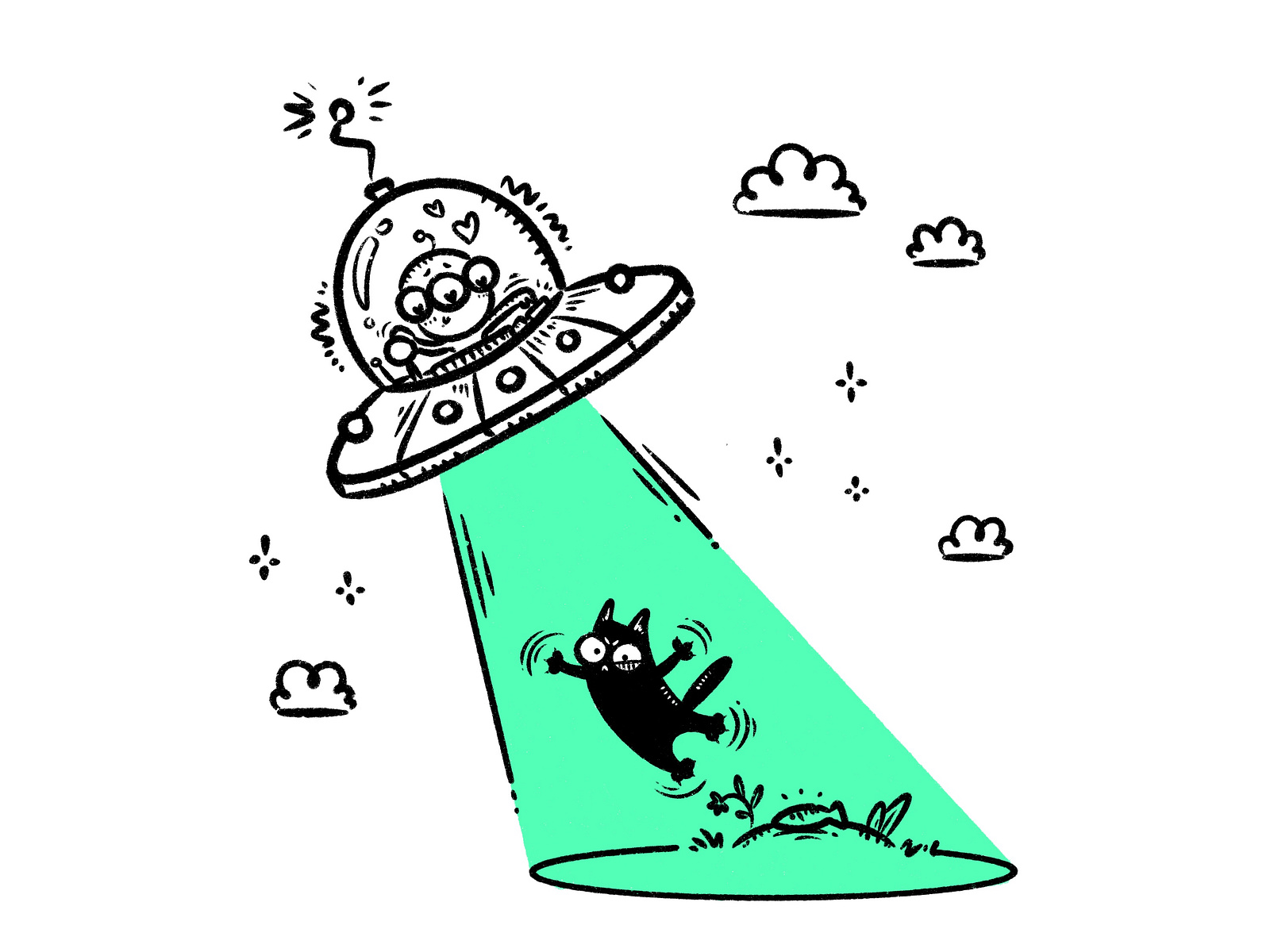 Alien and cat 👽🐱 by Anastasia on Dribbble