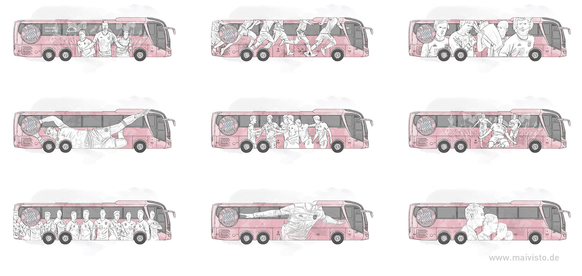 FC Bayern Munich Team Bus Illustration by Sergio Ingravalle on Dribbble