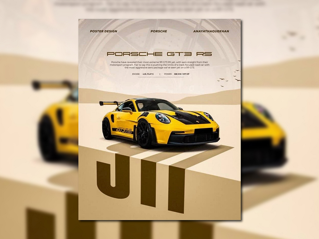 Porsche 911 GT3 RS Car Poster Design. by Anayat Haque Khan on Dribbble