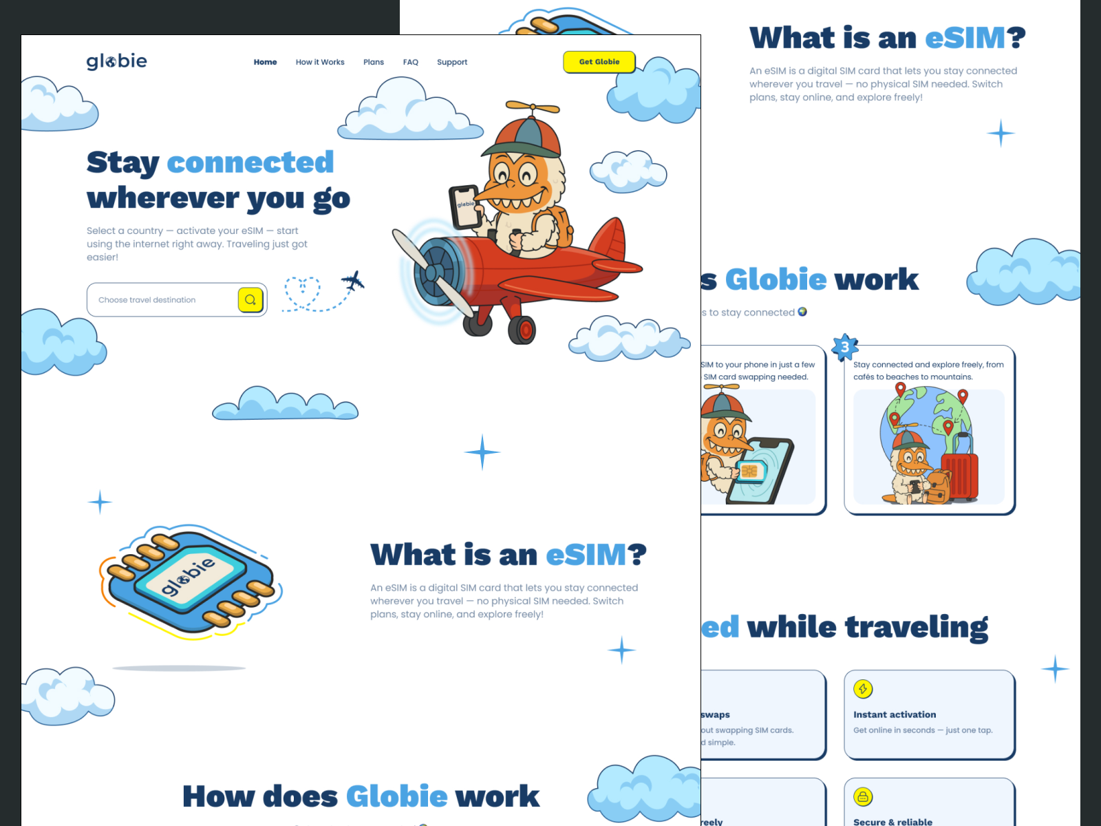 Globie — eSIM Travel Landing Page Design by Nina Marinenko on Dribbble