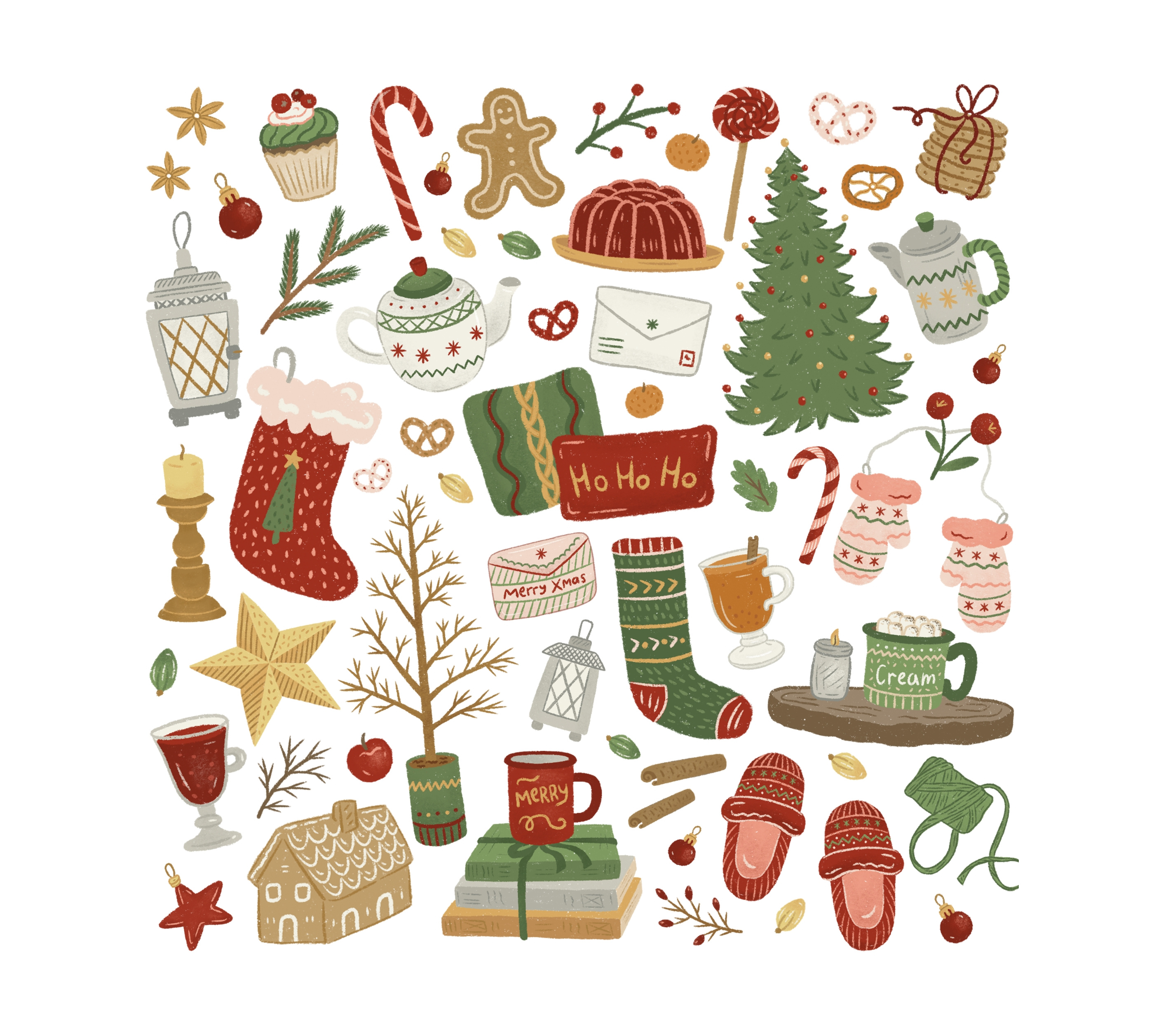 Christmas illustrations and postcard by Anna on Dribbble