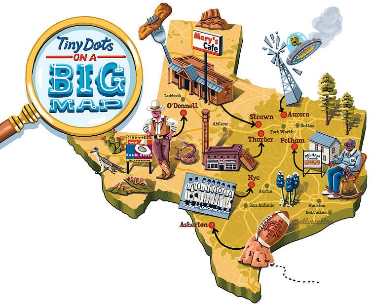 Illustrated Map of Texas by Elly Walton on Dribbble