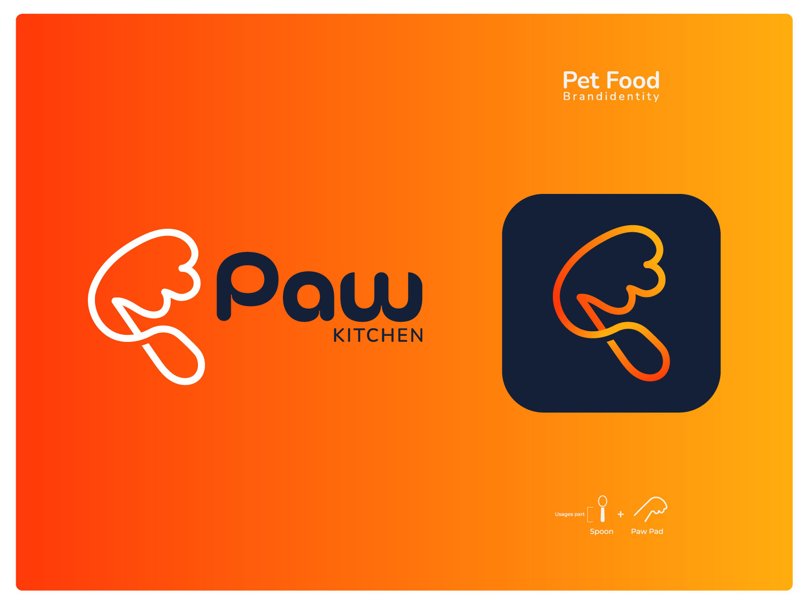 Pet Food Brand P Logo Design with Paw Pad & Spoon Concept by HK Logo on ...