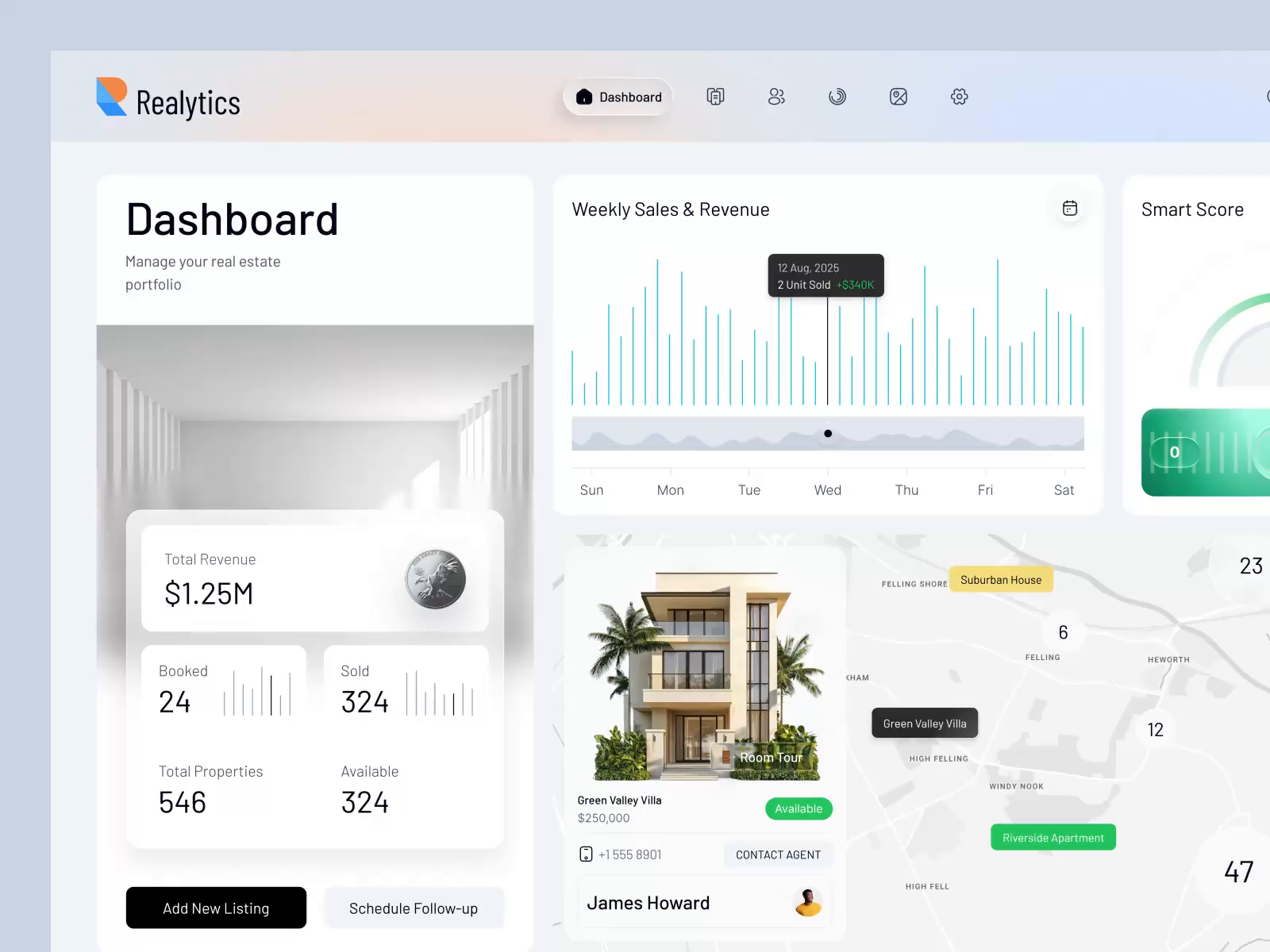 Real Estate Sales Dashboard Animation by Pickolab Studio on Dribbble