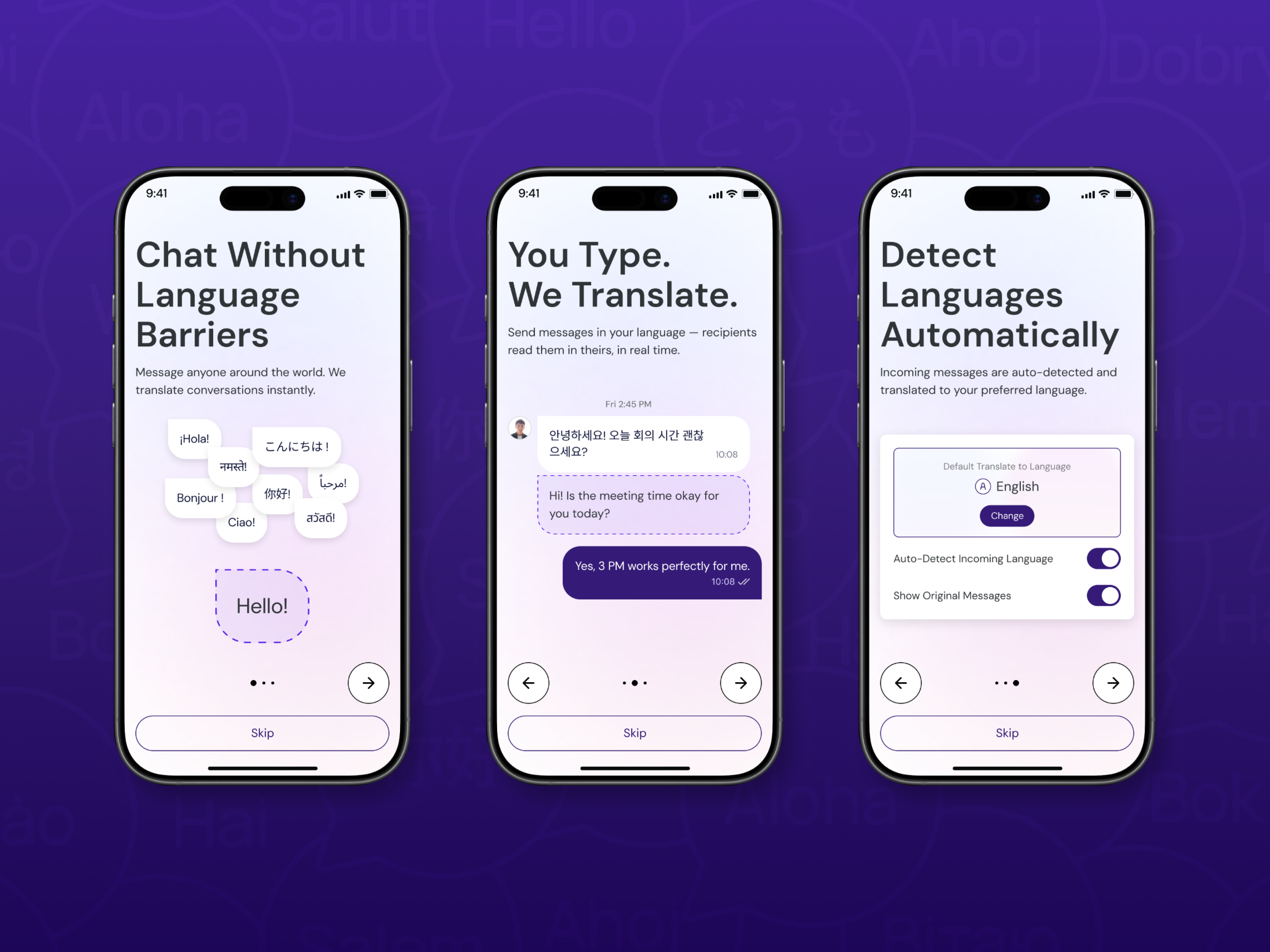 Real-time language translation mobile chat app by Neointeraction Design ...