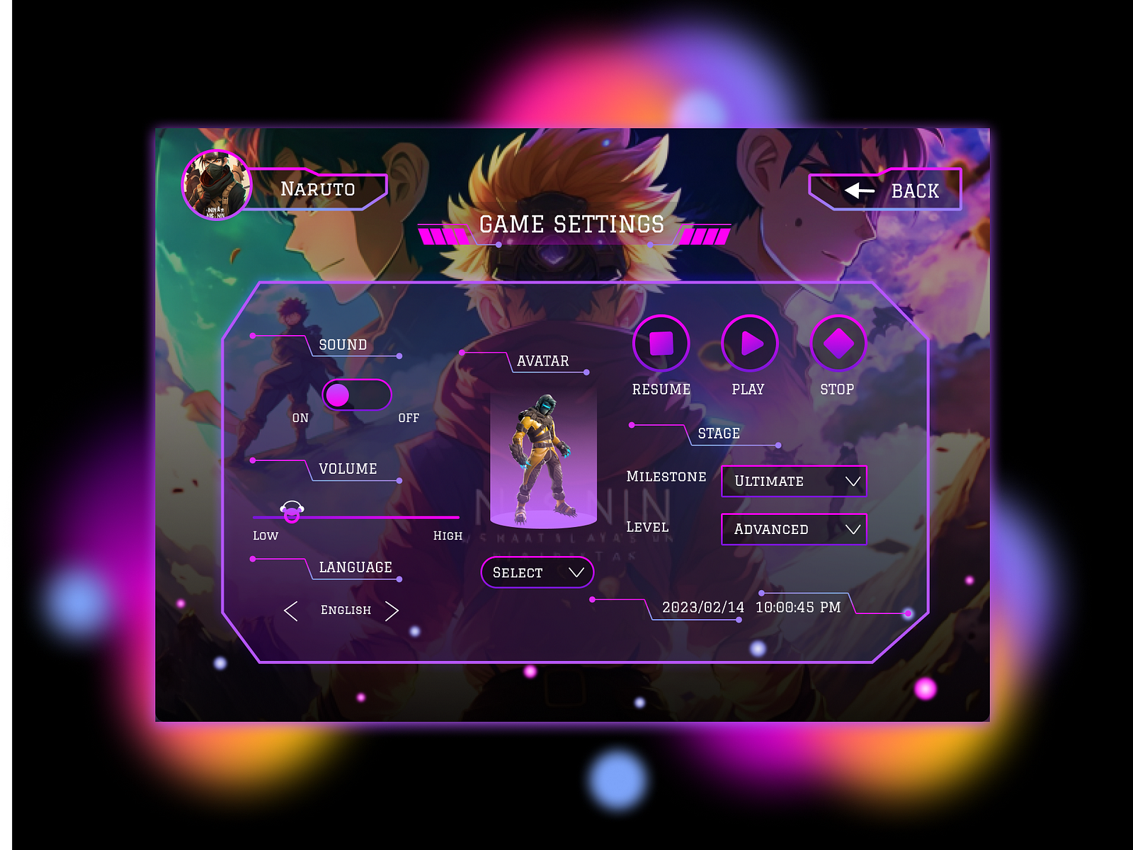 Game Settings Page UI by Diya Vijay on Dribbble