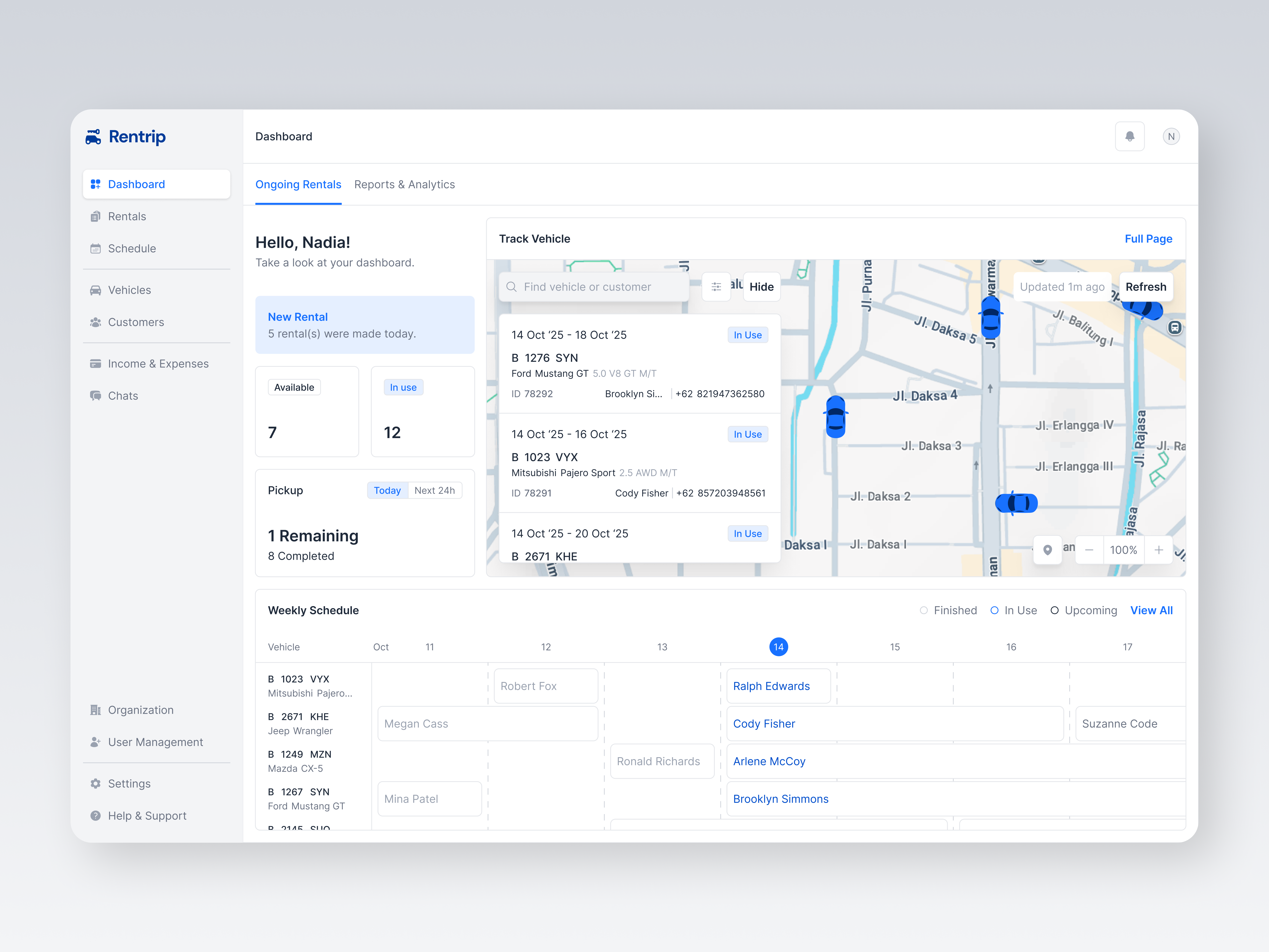 Rentrip - Fleet & Rental Management Tool by Helga on Dribbble