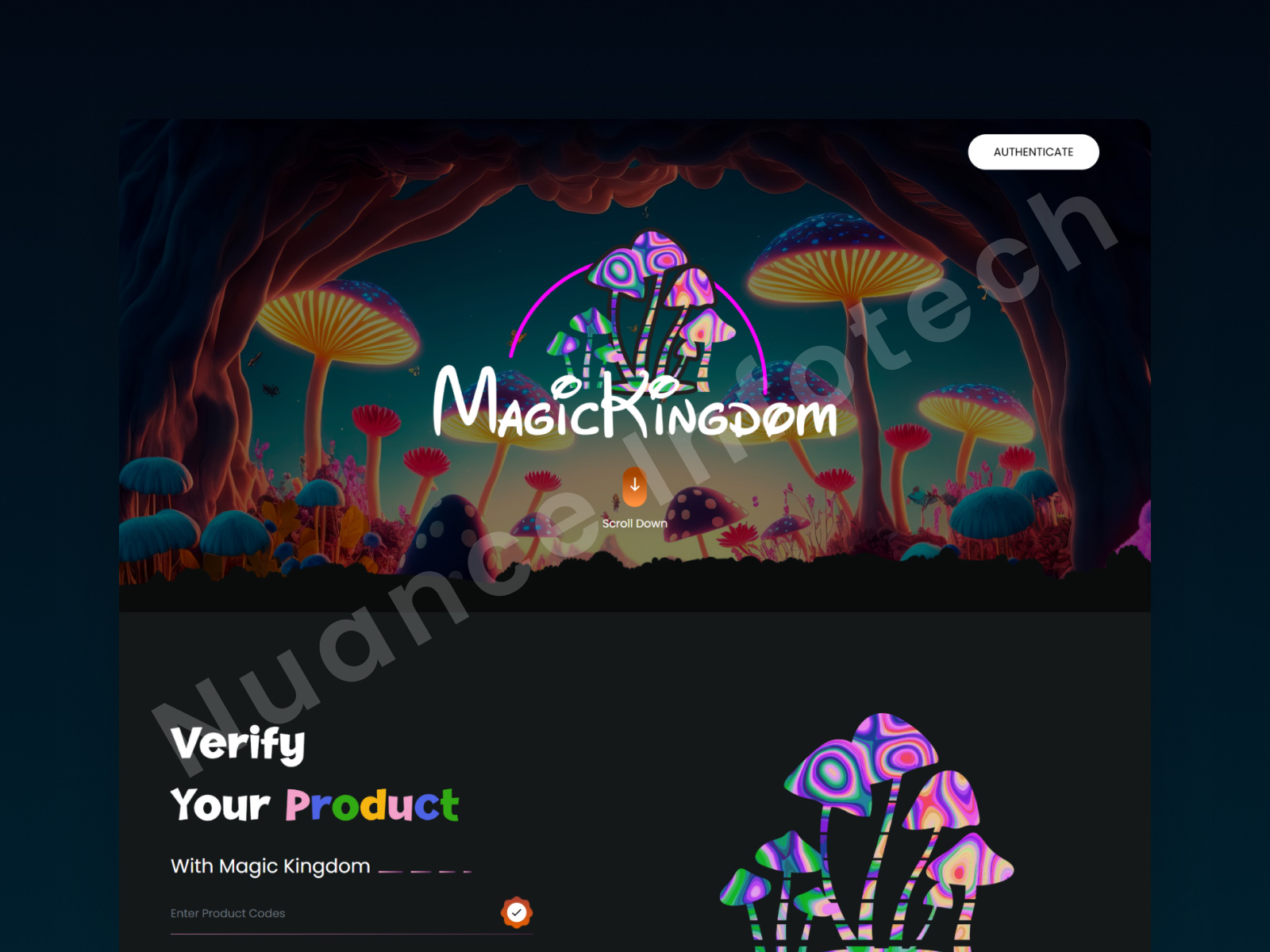 Fantasy Product Verification Landing Page – Dark Theme Concept by ...