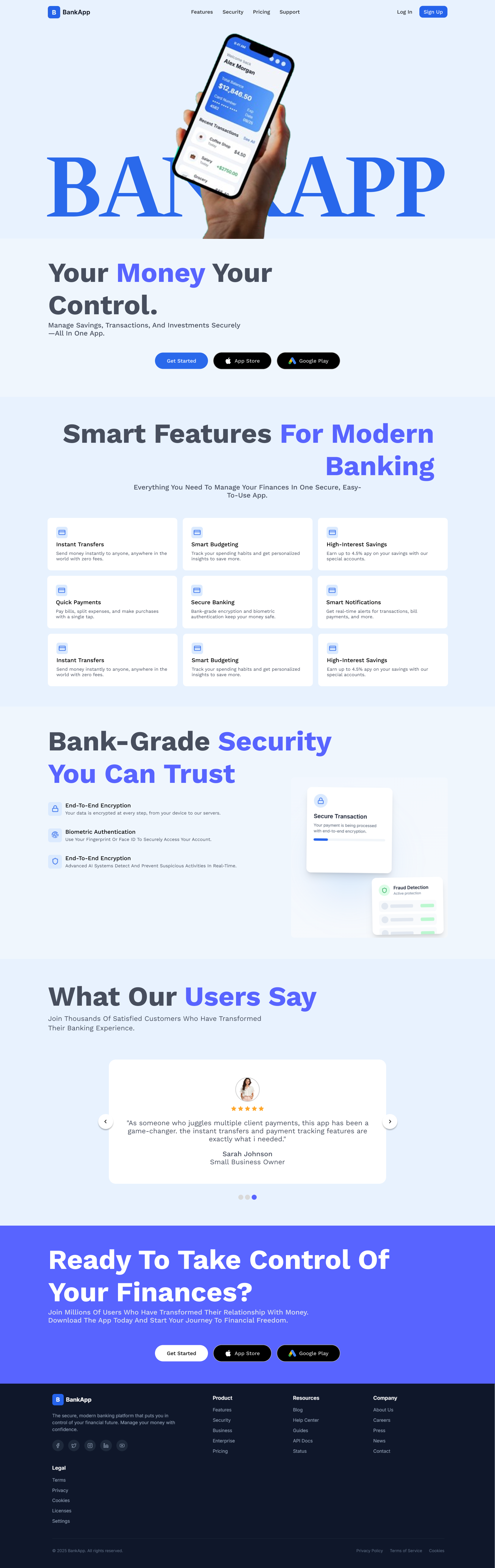 Bank app landing page design by Nice Mondal on Dribbble