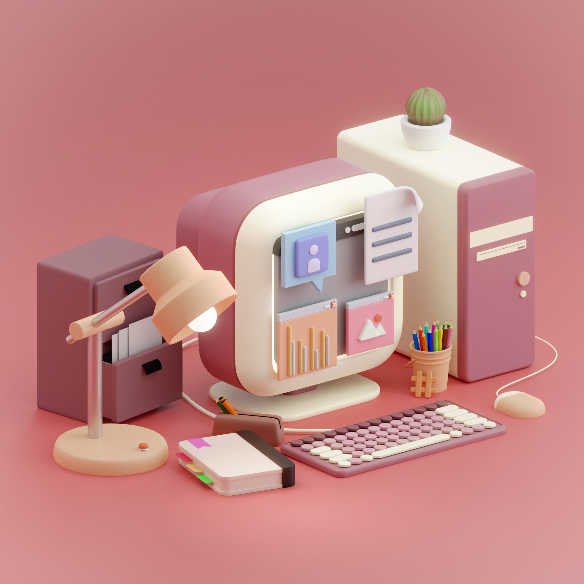 Cartoon low-poly desktop by Samuel Briskar | 3D illustrations for ...
