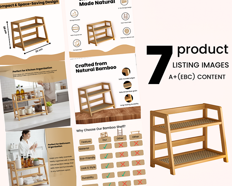 Amazon Listing Images – Bamboo 2-Tier Storage Shel by Aura Ideas on ...
