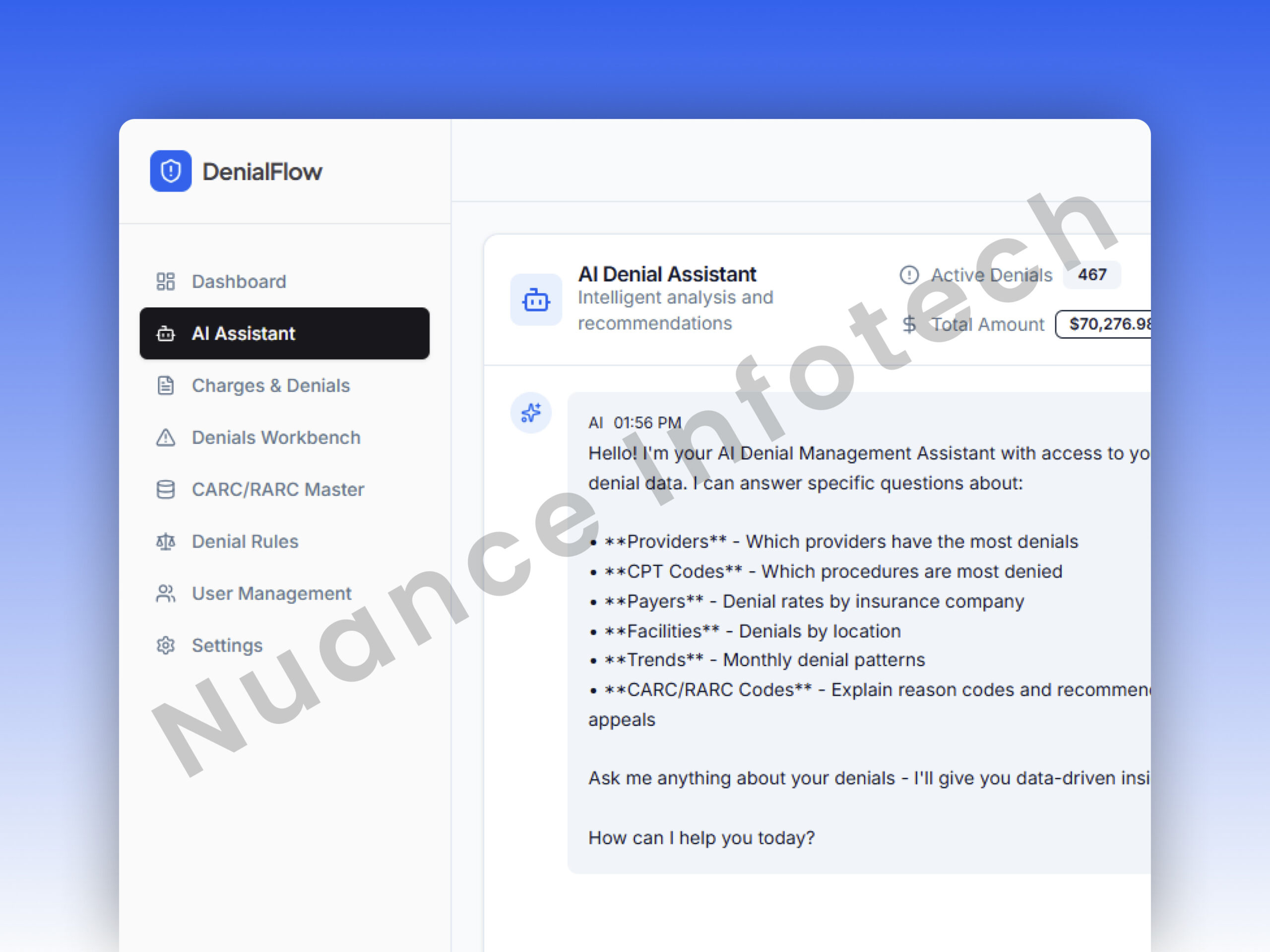 DenialFlow – Claims Denial Analytics Dashboard UI by Nuance Infotech ...